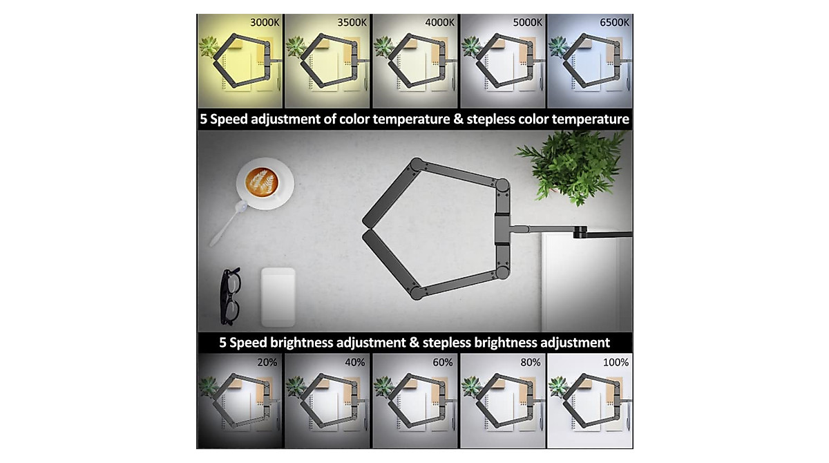 EPABINA LED Desk Lamp with Clamp, 41.5" Clamp on Architect Desk Lamp ...