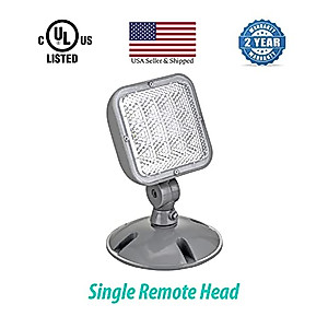 Shine LED Remote Emergency Light Head - Single Head LED Lamp Remote Capable 9.6V - for Business, Office, Warehouse, Gray