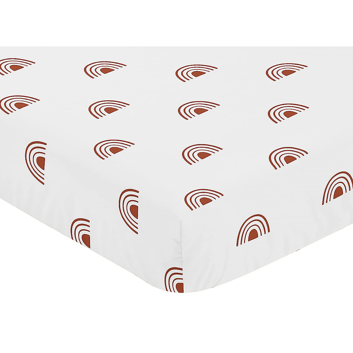 Sweet Jojo Designs White and Rust Boho Rainbow Boy or Girl Fitted Crib Sheet Baby or Toddler Bed Nursery - Orange Bohemian Celestial Sky Outdoors Nature Gender Neutral, CribSheet-Rainbow-WH-RU