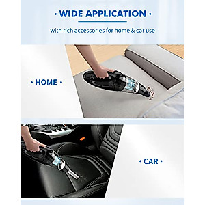 Powools Handheld Vacuum Cordless Rechargeable - Car Vacuum Cleaner High Power with Fast Charge Tech, Portable Vacuum with 1-Touch Dust Empty, Lightweight Hand Vac with LED Light, Silver (PL8188)