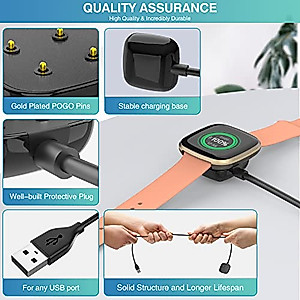 Trami 2 Pack Compatible with Fitbit Sense&Versa 3 Charger, Replacement USB Charging Cable Cord Stand for Versa 3/Versa 4/Sense/Sense 2 Watch,3.3ft+3.3ft