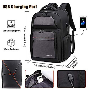 TUDEQU Travel Laptop Backpack,Anti Theft Extra Large Computer Bag with WET Pocket USB Charging Port,Water Resistant TSA Business Computer Backpack for Men Women Fits 17 Inch Laptop and Notebook