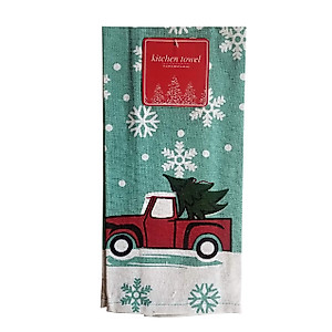 Seasonal Holiday Kitchen Linen Set Placemats Napkins Pot Holder Oven Mit (4 Retro Pickup Truck Towels w Pot Holder & Oven Mitt)