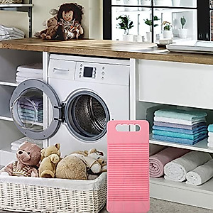 Cabilock Washing Clothes Board Laundry Washboard: Pink Non Slip Thicken Laundry Cleaning Board Hand Manual Clothes Washing Tool for Home School 44×24cm