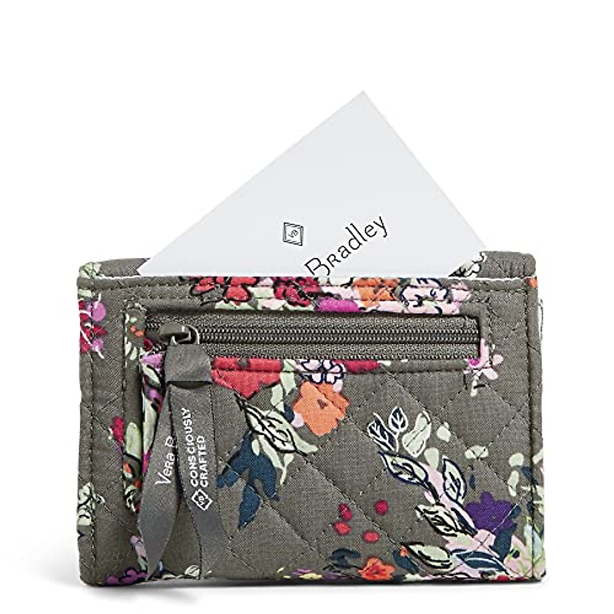 Vera Bradley Women's Cotton Riley Compact Wallet With RFID Protection, Hope Blooms - Recycled Cotton, One Size