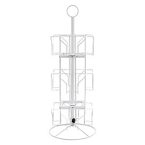 Rotating Greeting Card Rack, 3 Tier Greeting Card Display Stand, Card Display Stand, Card Holder Stand, Greeting Card Rack Holder Display, Card Display Rack, Card Rack Display Stand (12 pockets-White)