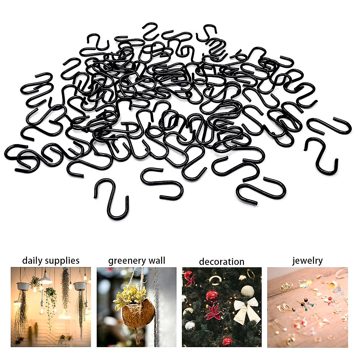 100 Pcs Mini S Hooks for Hanging, 1/2 Inch S Shaped Hooks, Ornament Hooks, S Hangers Hooks, S Hanging Hooks, Wire Hooks, Metal S Hooks for Crafts, Jewelry Keychain Necklaces