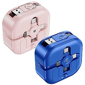 Multi Charging Cable 4.5A [4Ft/2Pack] Multi Fast Charging Cord Retractable USB Cable 3 in 1 Multi Charger Cable with Lightning/Type C/Micro USB Ports for Cell Phones,Samsung Galaxy,iPhone,PS,Tablets