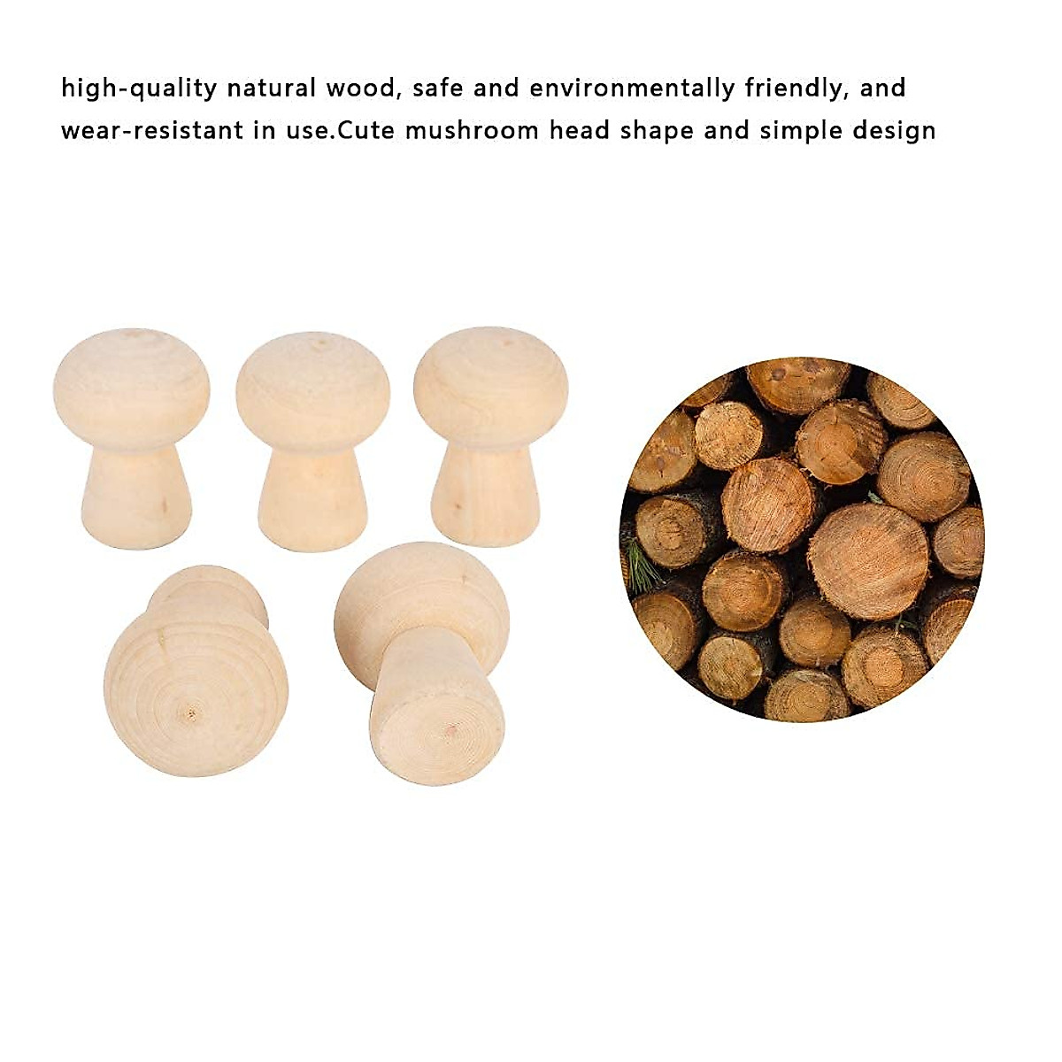 20pcs Wooden Peg Doll Unfinished Mushroom Head Shape Doll Wooden Mushroom Figures People Wooden Figures for Kids Art and Craft