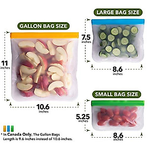 Greenzla Reusable Food Storage Bags – 12 Pack BPA FREE Freezer Bags (4 Reusable Gallon Bags & 4 Reusable Sandwich Bags & 4 Reusable Snack Bags), EXTRA THICK & Leakproof Reusable Lunch Bags for Food