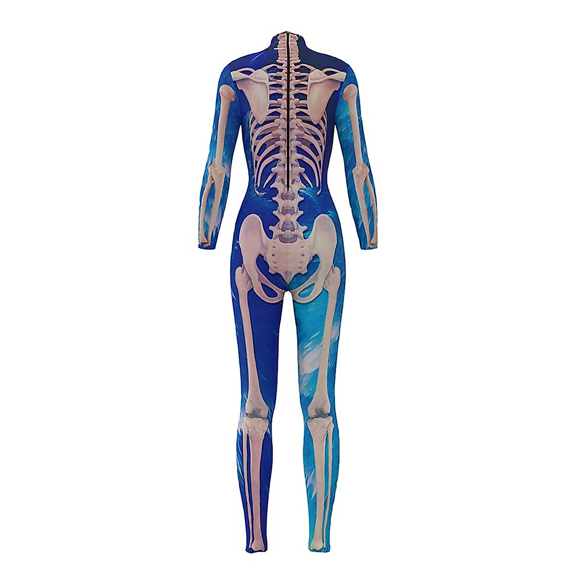 Honeystore Women's Halloween Skeleton Catsuit Costume 3D Stretch Skinny Bodysuit bds-97004 M