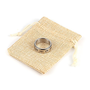 HZMAN Man Women Egypt Eye of Horus Ankh Cross Rotating Fine Tuning Stainless Steel Ring (Silver,9)