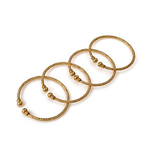 India Brass 4pcs Openable Bangle Bracelet Arab Ethiopian Bangle Gold Color Dubai Africa Jewelry Gift (gold)