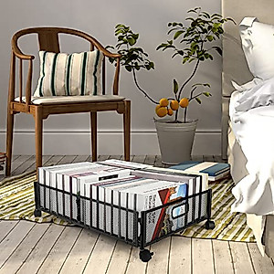 Caluself Under Bed Storage with Wheels,Underbed Storage Containers Foldable Rolling Drawers Shoe Organizer Tool-free Assembly for Clothes, Bedding,Blankets and Shoes(60 X 40.5 X 16cm)