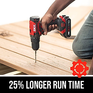SKIL 20V 1/2 Inch Cordless Drill Driver Includes 2.0Ah PWR CORE 20 Lithium Battery and Charger - DL527502