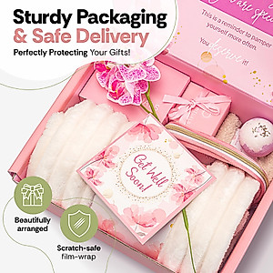 Get Well Soon Gifts for Women - Carefully Curated Sick Care Package for Women - Get Well Soon Gift Baskets for Women After Surgery - Get Well Gifts for Women w/Blanket, Mug & Candle to Feel Better