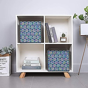 Volleyballs Colored Art Collapsible Storage Bins Cubes Organizer Trendy Fabric Storage Boxes Inserts Cube Drawers 11 Inch