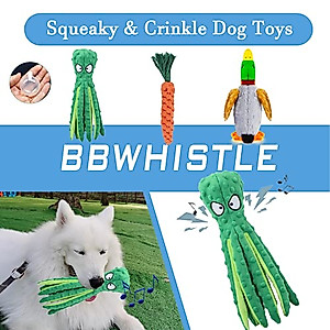 NBiefuny Dog Squeaky Toys Octopus - Crinkle Plush Dog Toys for Puppy Teething, Durable Interactive Dog Chew Toys for Small to Medium Dogs Training and Reduce Boredom, 3 Pack (Green+Octopus)