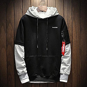 Thenlian Men's New Style Japanese Pure And Fake Two Long-Sleeved Guards Fashion Hat Guard(XXL, Black)