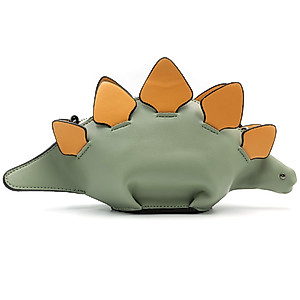 QiMing Dinosaur Shoulder Purses,PU Stegosaurus CrossBody Bag for Girl Women(Green)