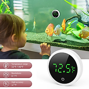 LOFICOPER Aquarium Thermometer, Digital Fish Tank Thermometer, Stick-on Reptile Thermometer with LED Touch Screen, Battery, for Fish, Aquatic Pets, Axolotl, Turtle, ℉