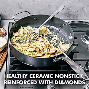 GreenPan Canterbury Hard Anodized Healthy Ceramic Nonstick, 5QT Saute Pan with Lid, PFAS-Free, Dishwasher Safe, Oven Safe, Black