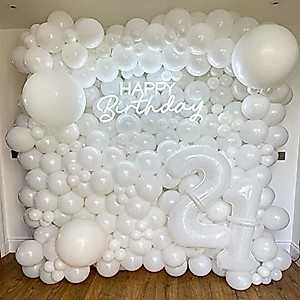 White Balloons Latex Party Balloons - 20 Pack 18 Inch Big White Thicker Balloons Large Round Helium Balloons for Baby Shower Wedding Graduation Birthday White Themed Party Decorations