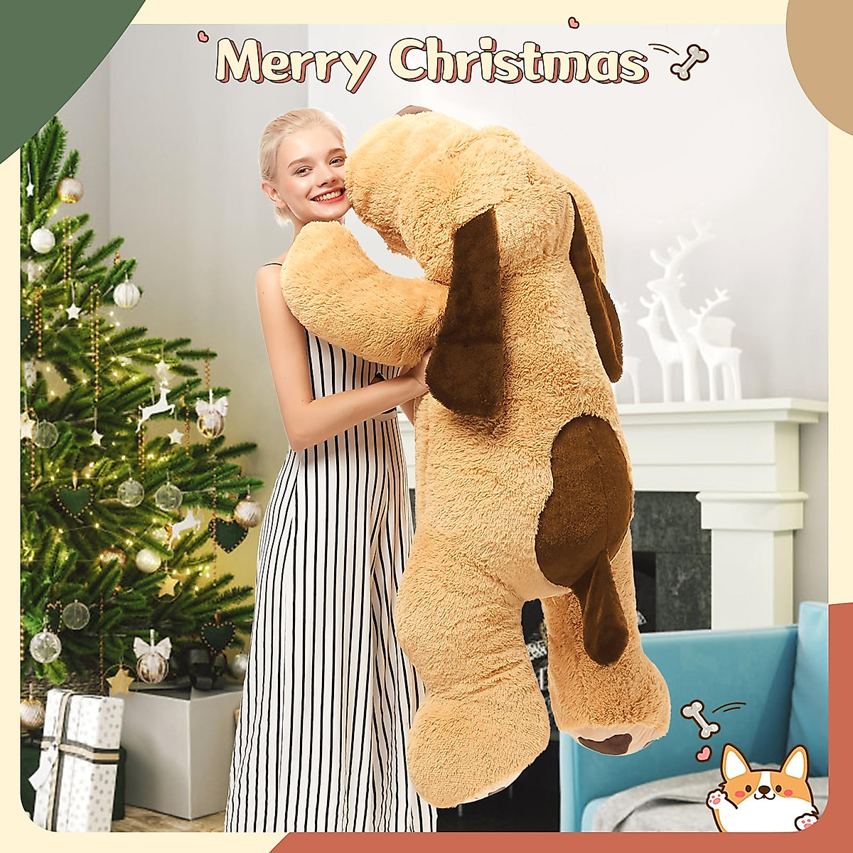 MorisMos Giant Stuffed Dog Animal, Huge Stuffed Dog Plush,Soft Large Stuffed Dog Pillow for Kids,Girls, Boys, 51 Inch