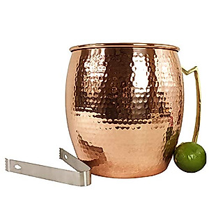 Pure Hammered Copper Ice Bucket with Tongs - 1.3 Gallon Champagne and Wine Bucket Cooler - 5 Quart Ice Buckets for Parties by Lifestyle Banquet