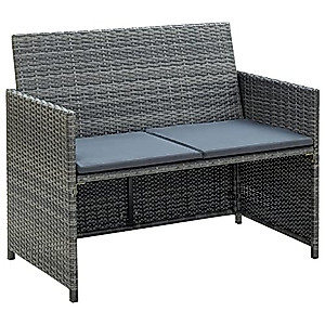 REWIS Conversation Sets Patio,Patio Furniture Set,Outdoor Wicker Furniture, 4 Piece Patio with Cushions Set Poly Rattan Gray