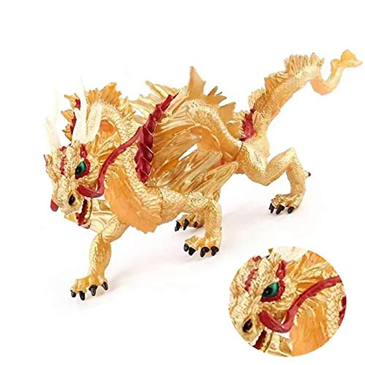 Dragon Figurine Magic Dragon Figurine Realistic Plastic Flying Dragon Figurine for Collection Science Educational Prop Miniature Magic Dragon Statue Home Decor Accessorie, Big Golden Dragon