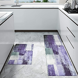 Purple Kitchen Rug, Purple Abstract Art Kitchen Rugs, Kitchen Mats for Floor, Kitchen Organization Non-Slip Kitchen Mat, Anti-Fatigue Mat Home Decor Kitchen Floor Mats, Purple Kitchen Decor Runner Rug