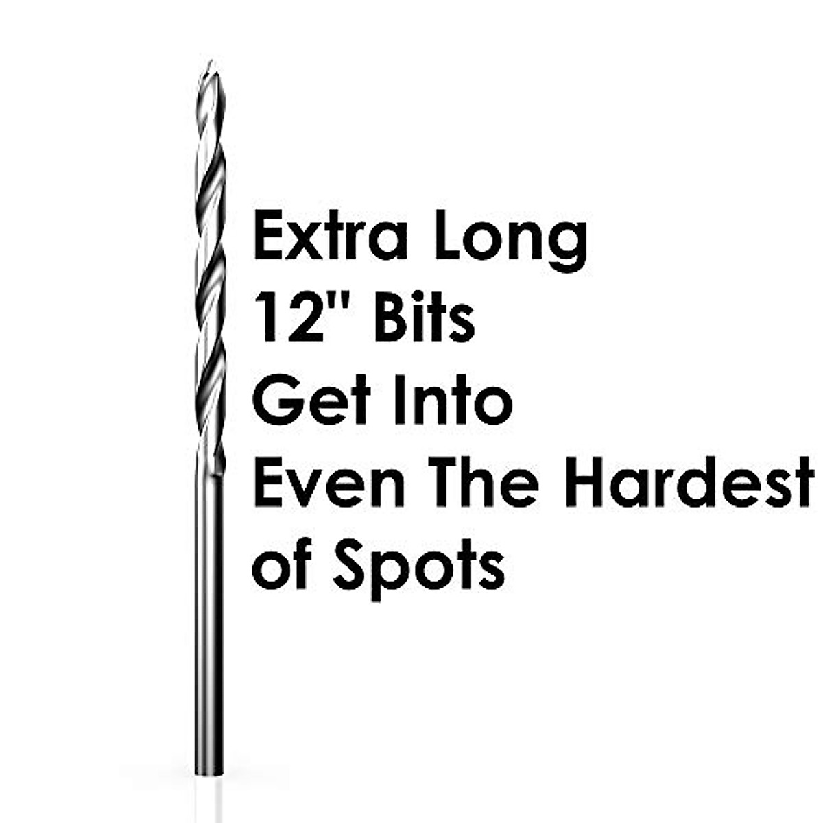 Baker and Bolt Extra Long 12" Brad Point Drill Bit Set for Wood Stainless Steel Wood Drill Bits Set | Pack of 10 with Storage Sleeve