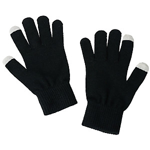 Disney Jack Skellington Womens Knit Beanie Hat and Texting Glove Set (Black)