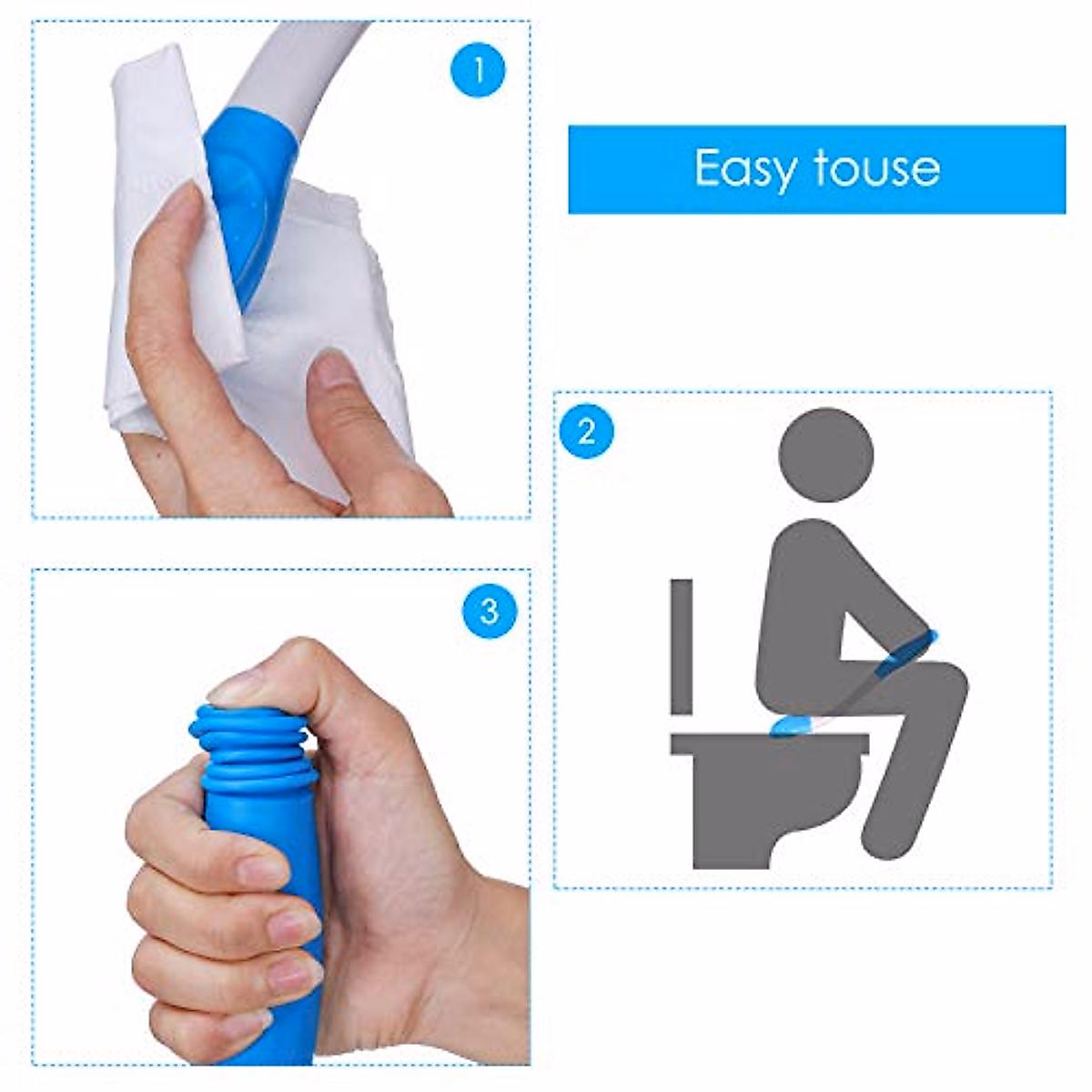 FAMKIT Toilet Aid for Wiping, Long Arm Comfort Wipe Self Assist Toilet Aid Tool for Limited Mobility