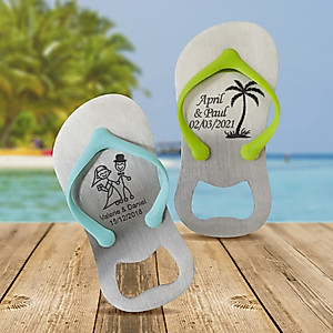 Lot of 3-6-8-12-24 Custom flip flop bottle opener set, personalized party favors, beach customized wedding guest gifts, pool summer birthday favor