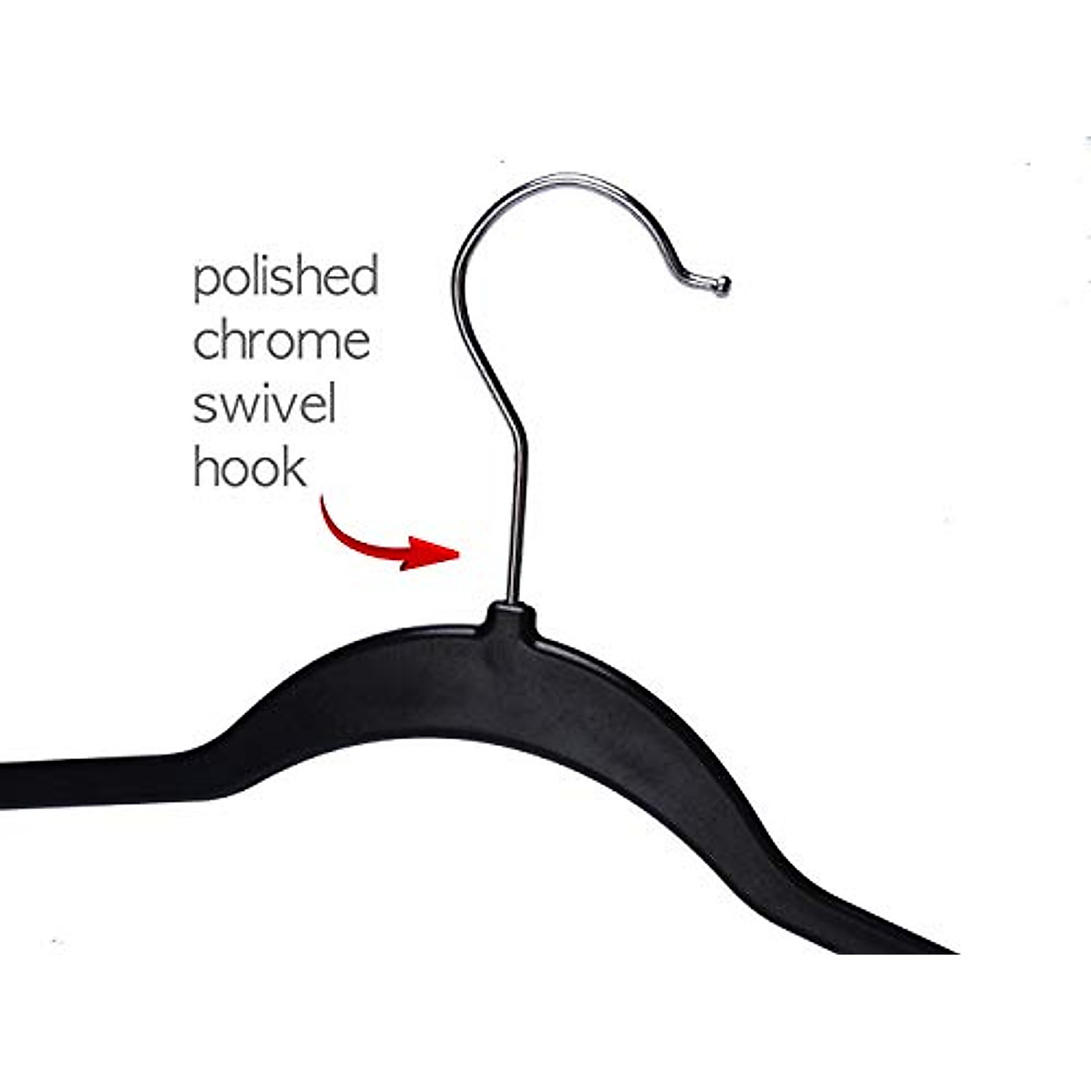 Only Hangers No Flock Space Saving Hangers, Black, Set of 20