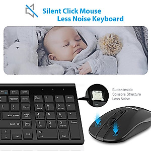 LeadsaiL Wireless Keyboard and Mouse Combo, Wireless USB Mouse and Computer Keyboard Set, Compact and Silent for Windows Laptop, Desktop, PC