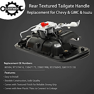 Tailgate Door Handle, Compatible with 2004-2012 Chevy Colorado & GMC Canyon & Isuzu i-280 / i-290 / i-350 / i-370, Exterior Rear w/ Keyhole | Replace# 80584, GM1915118 Tail gate Liftgate Latch Lock