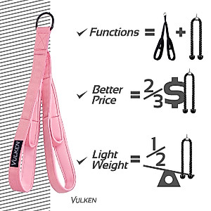 Vulken Tricep Rope Cable Attachment. 24 Inch & 17 Inch Two Lengths Built in One Pull Down Rope. Triceps Extension Straps Gym Equipment. Home Workout Handles for Resistance Bands, Pink