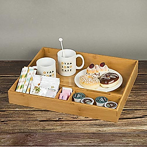 Creative Home Natural Bamboo Multipurpose Organizer Coffee Machine Accessories Storage Tray, 18.3" x 15" x 3" H, Natural Finish