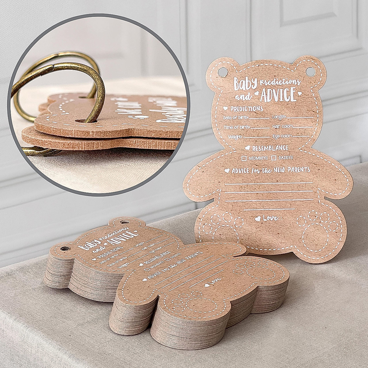 Teddy Bear Baby Shower Prediction Card Book Keepsake, By Kate Aspen Advice Cards, Best Wishes, We Can Bearly Wait Baby Shower Decoration, Gender Neutral Baby Shower Game & Party Activity