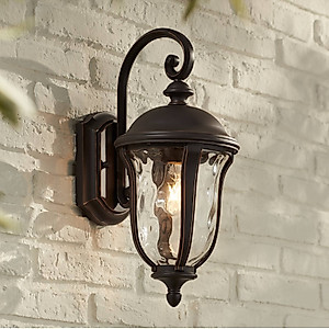 John Timberland Park Sienna Vintage Outdoor Wall Light Fixture Bronze 16 3/4" Clear Hammered Glass Downbridge for Exterior House Porch Patio Outside Deck Garage Yard Front Door Garden Home