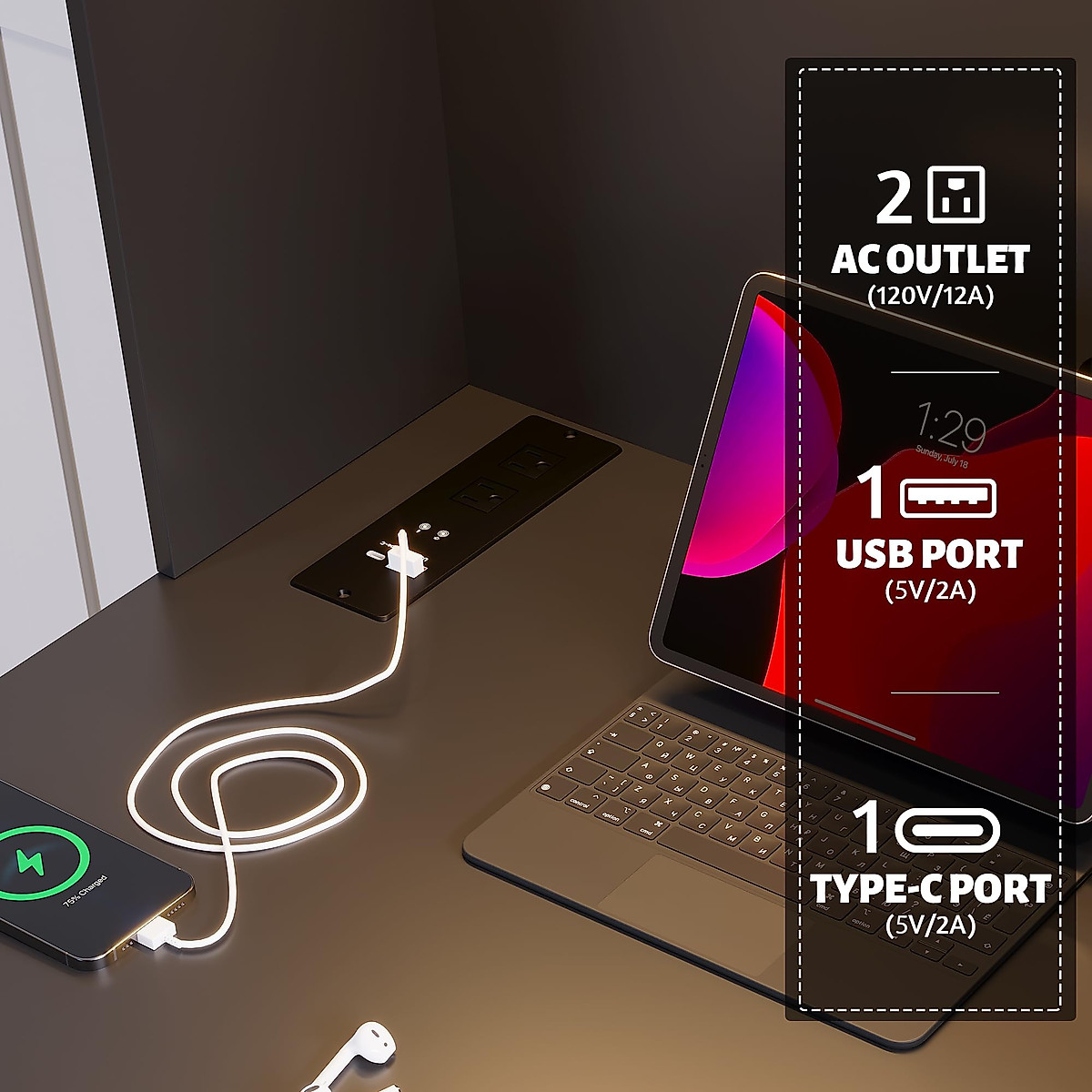 Vlsrka LED Home Office Desk with Hutch, 31.5 Inch Modern Computer Desk with Power Outlet, Wooden Bush Study Desk with Storage Drawers & Shelves (Matte Black)