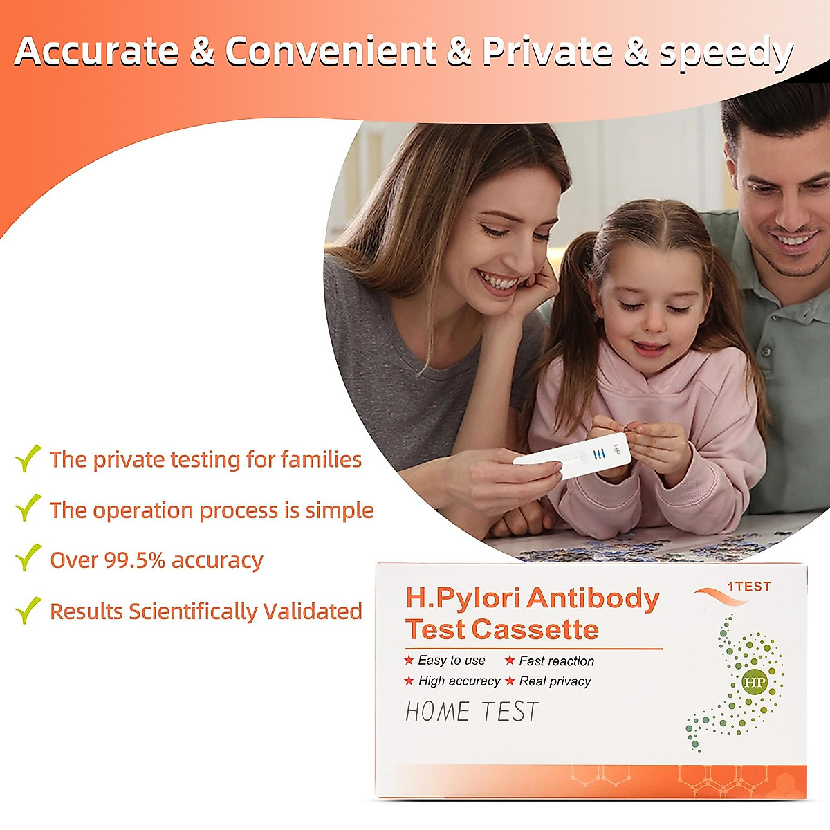 Krojpen Helicobacter Pylori Test Kits, H. Pylori，h. Pylori Stool (Antibody)10-15 Minutes of Quick Home Testing, The Result is Highly Accurate, Easy to Read and use