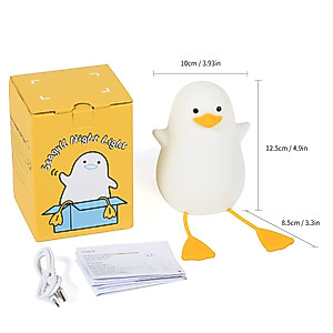 FULLOSUN Cute Night Light for Kids, Toddler, Duck Silicone Nursery Baby Nightlight, Kawaii Birthday Gifts for Room Decorations, Teen Girls Boys Child - Portable Squishy Battery Operated