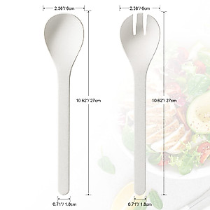 LEKOCH Plant Based Salad Servers Reusable Salad Fork and Spoon Set,Microwave and Dishwasher Safe, Utensils for Christmas,Kitchen,Home,Rv and Camping (White)