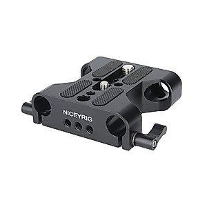 NICEYRIG Multipurpose Camera Base Plate with 15mm Rod Rail Clamp for DSLR Rig Support System