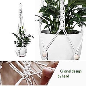 VISEMAN Macrame Plant Hanger-Outdoor Indoor Hanging Planter Holder/Hanging Basket Flower Hangers Cotton Rope with Bead for Home Decor 2 Pieces
