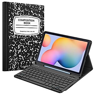 FINTIE Keyboard Case for Samsung Galaxy Tab S6 Lite 10.4 Inch 2024/2022/2020, Soft TPU Back Cover with S Pen Holder Detachable Wireless Bluetooth Keyboard, Composition
